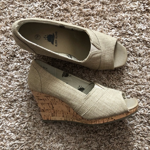 Aloha Island | Shoes | 7m Khaki Color Wedge Shoe | Poshmark